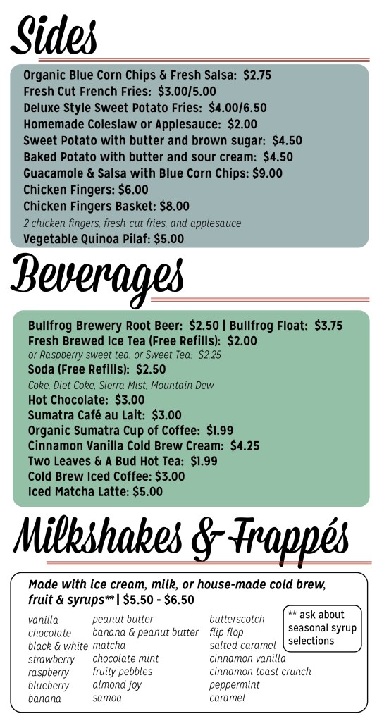 Lunch Menu – Kathy's Café