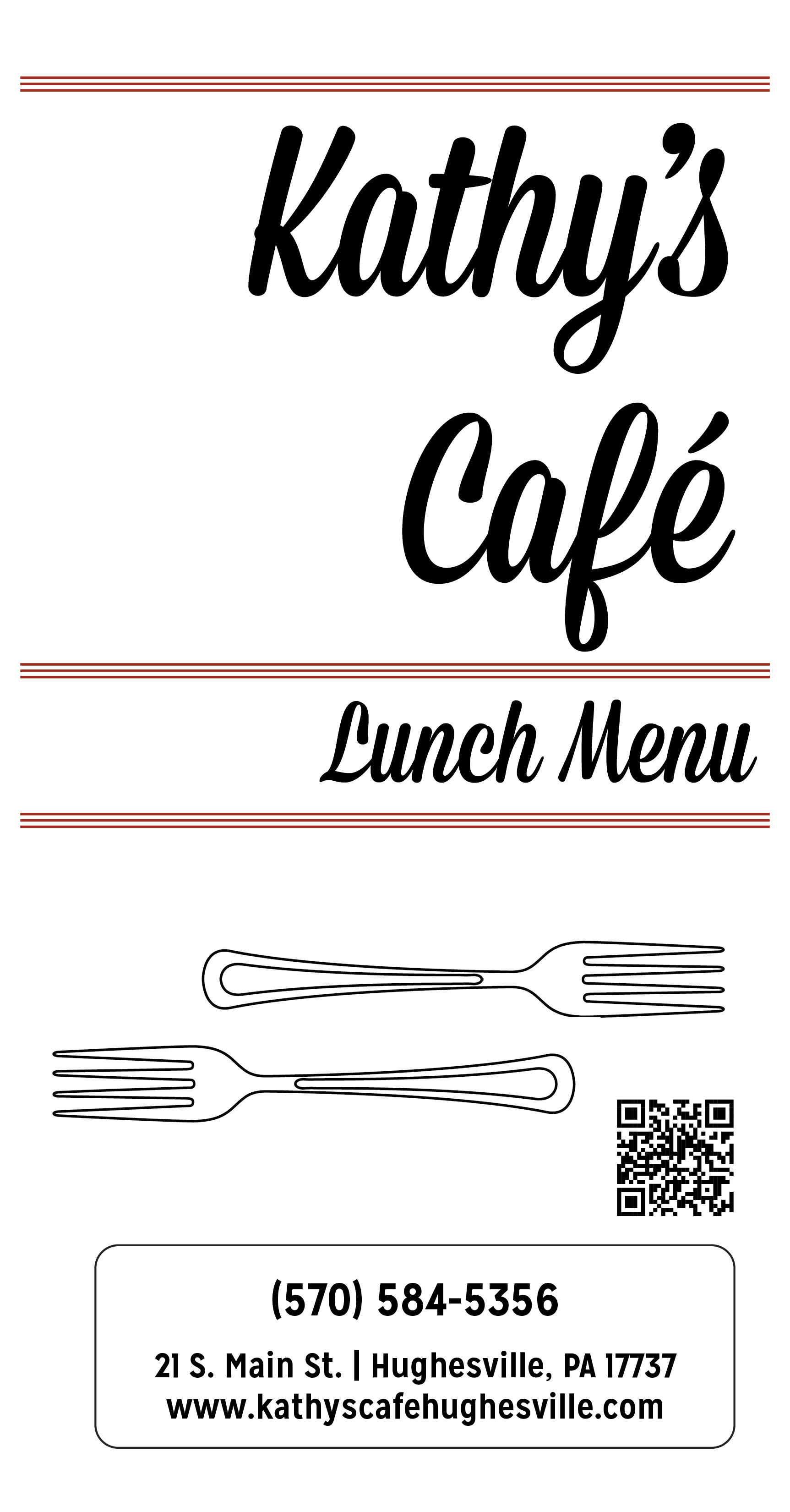 Lunch Menu – Kathy's Café