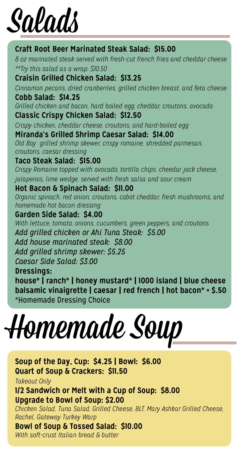 Lunch Menu – Kathy's Café